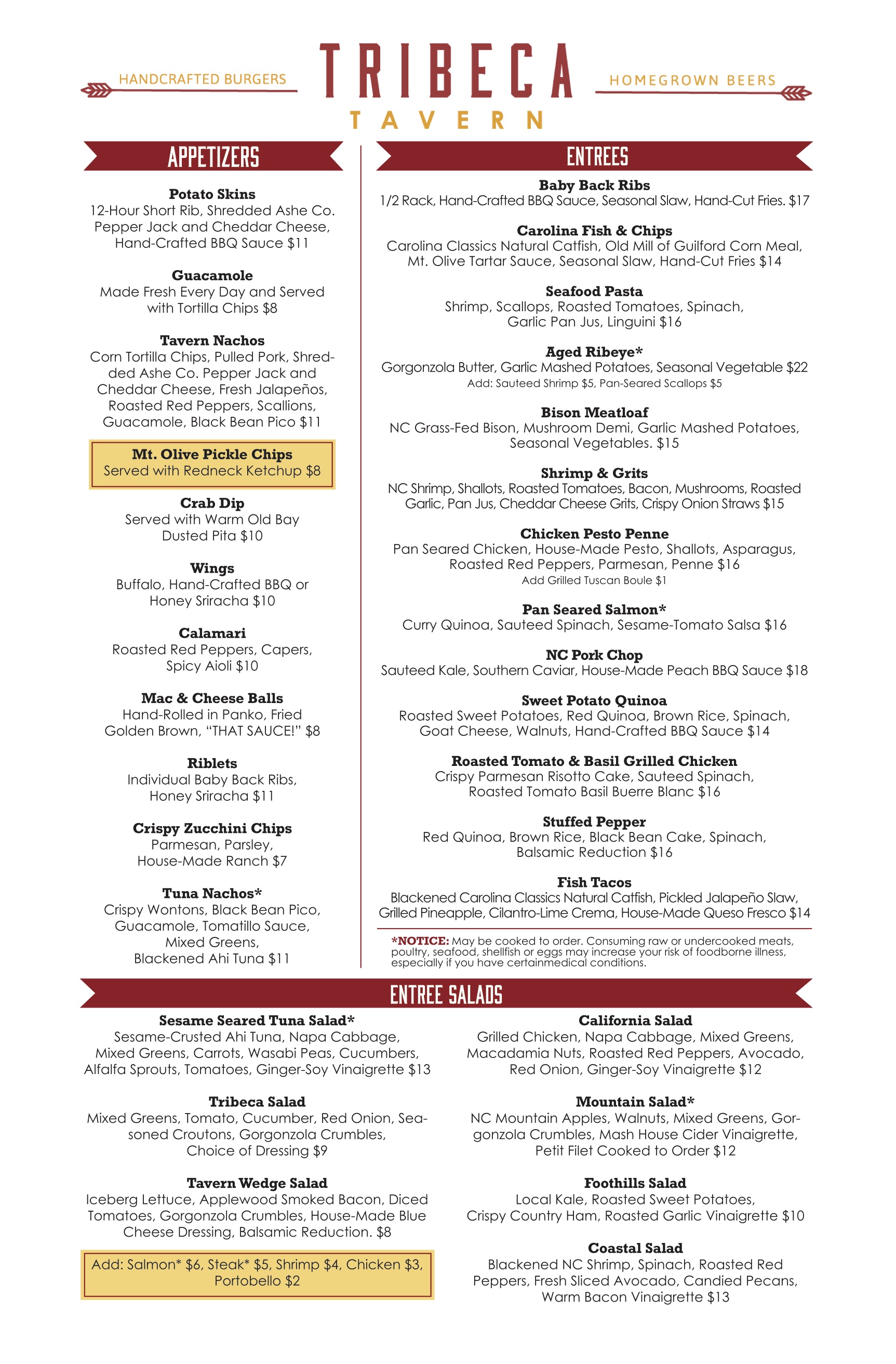 Full Menu ‹ Tribeca Tavern